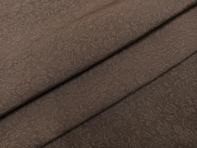 平和屋着物●上質な色無地　更紗地紋　煤竹色　正絹　逸品　AABB6277ph