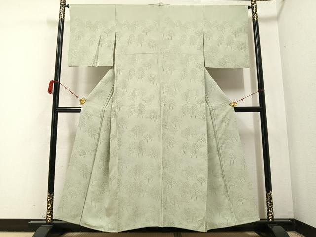平和屋着物●無地絵羽訪問着　草木文　色無地　裏葉柳色　正絹　逸品　AABB6281ph