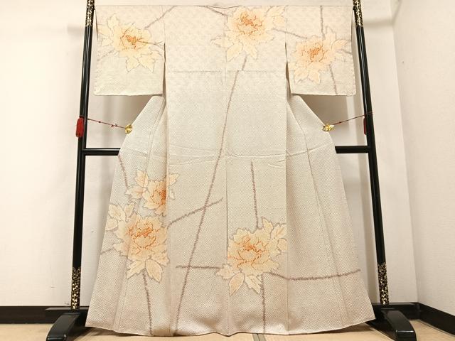 平和屋着物●訪問着　絞り　牡丹　正絹　逸品　AABB6284ph