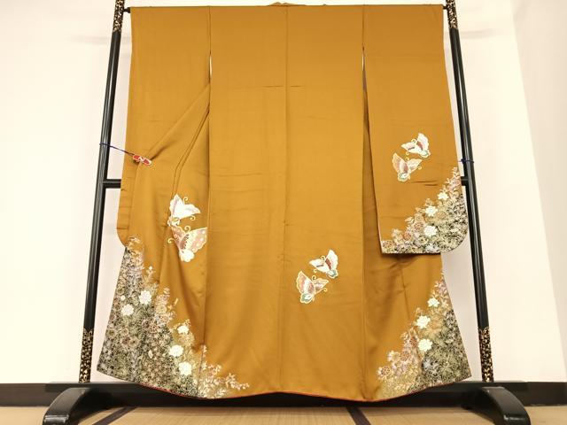 平和屋着物●豪華振袖　花蝶文　金銀彩　正絹　逸品　AABB6329zg