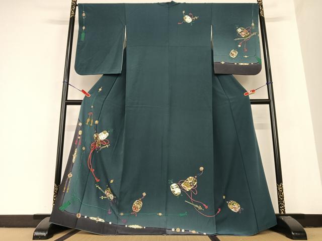 平和屋着物●訪問着　印籠花鳥文　暈し染め　金彩　正絹　逸品　AABB6334zg