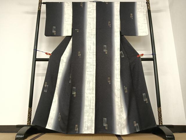 平和屋着物●上質な小紋　草花間道　暈し染め　金銀彩　正絹　逸品　AABB6338zg