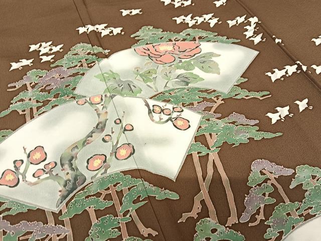 平和屋着物○本加賀友禅作家 柿本市郎 色留袖 地紙重ね花鳥