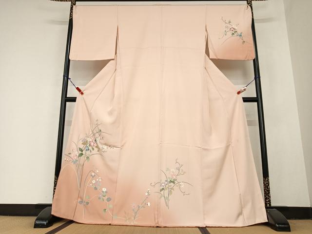 平和屋着物●訪問着　友禅　作家物　草花文　暈し染め　正絹　逸品　AABB6356zg