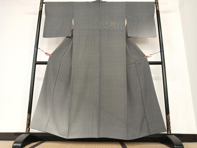 平和屋着物●訪問着　幾何学花文　黒地　正絹　逸品　AABB6361zg