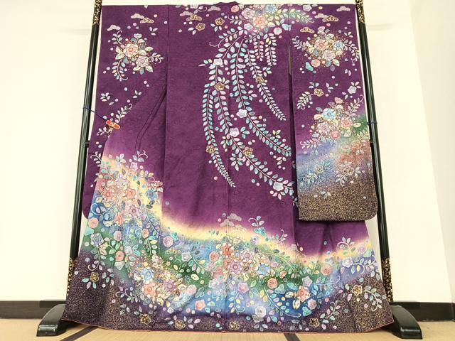 平和屋着物●豪華振袖　辻が花　絞り　暈し染め　金彩　正絹　逸品　AABB6367zg