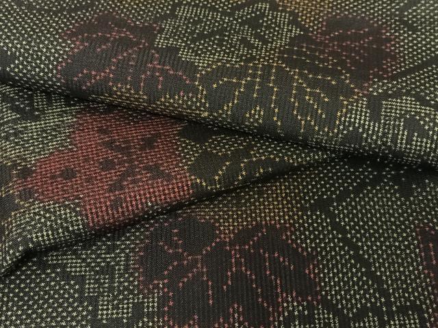 平和屋着物●本場大島紬　一元絣　蔦の葉文　正絹　逸品　AABB6379zg