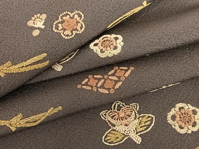 平和屋着物●総刺繍　小紋　中国三大刺繍　スワトウ刺繍　汕頭刺繍　吹き寄せ花文　正絹　逸品　AABB6383zg