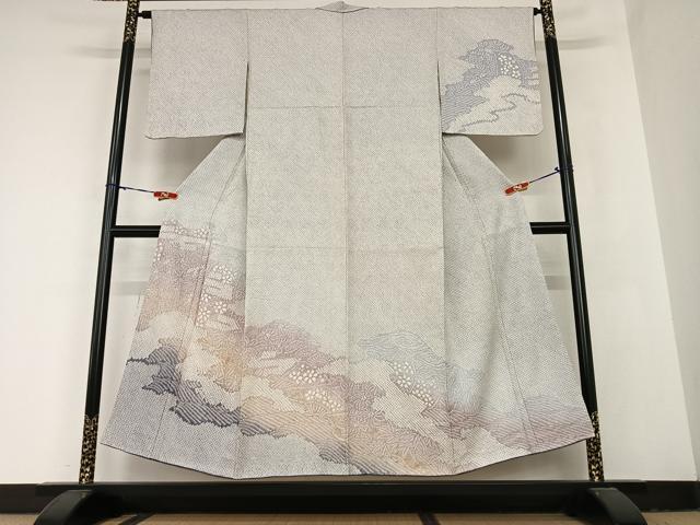 平和屋着物●訪問着　総絞り　道長花文　暈し染め　正絹　逸品　AABB6407zg
