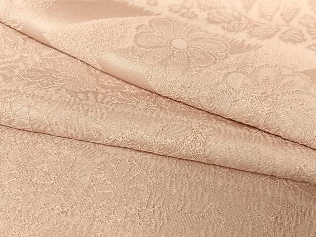 平和屋着物●上質な色無地　草花地紋　珊瑚色　正絹　逸品　AABB6416zg