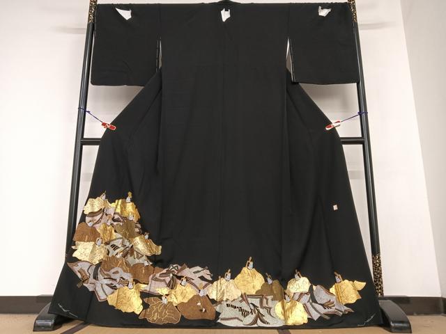 平和屋着物●豪華黒留袖　作家物　駒刺繍　人物文　金彩　さが美扱い　正絹　逸品　未使用　AABB6430zg