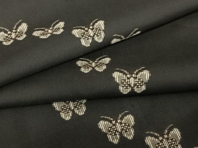 平和屋着物●本場大島紬　一元7マルキ　総絣　舞蝶文　黒地　正絹　逸品　AABB6435zg