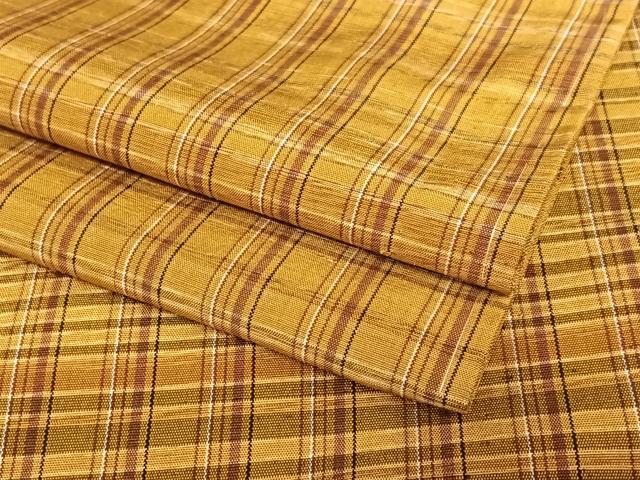 平和屋着物●本場黄八丈　紬　格子　正絹　逸品　未使用　AABB6460zg
