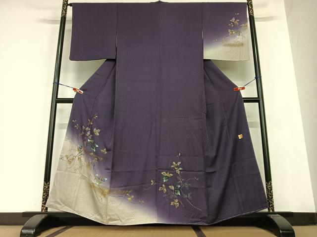 平和屋着物●和紙染染色作家・植村彩弘　訪問着　草花文　暈し染め　金彩　やまと誂製　正絹　逸品　未使用　AABB6467zg