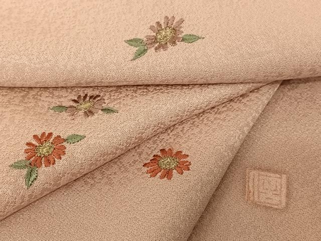 平和屋着物●上質な小紋　作家物　刺繍　舞花文　正絹　逸品　AABB6511zg