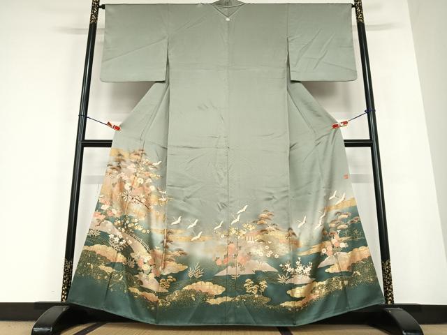 平和屋着物●豪華色留袖　作家物　飛鶴花車文　暈し染め　金彩　正絹　逸品　AABB6521zg