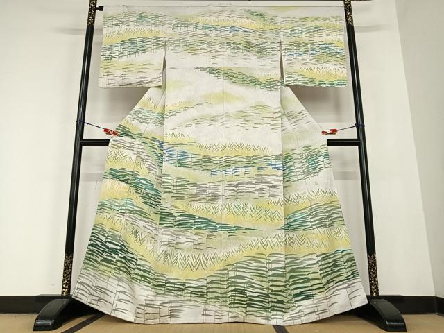 平和屋着物●訪問着　作家物　芝草文　鈴乃屋扱い　正絹　逸品　AABB6550zg