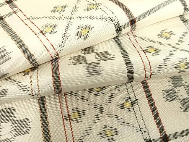 平和屋着物●本場琉球絣　紬　格子花文　正絹　逸品　AABB6573zg