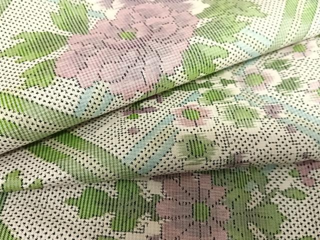 平和屋着物●本場大島紬　一元総絣　笹竹花文　正絹　逸品　AABB6580zg