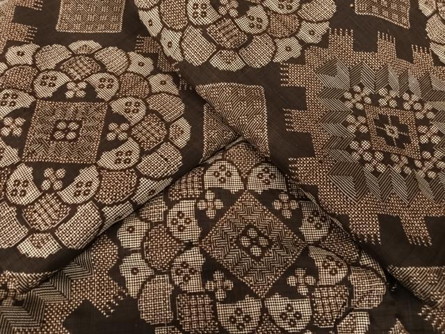 平和屋着物●本場大島紬　龍郷絣　正絹　逸品　AABB6604np