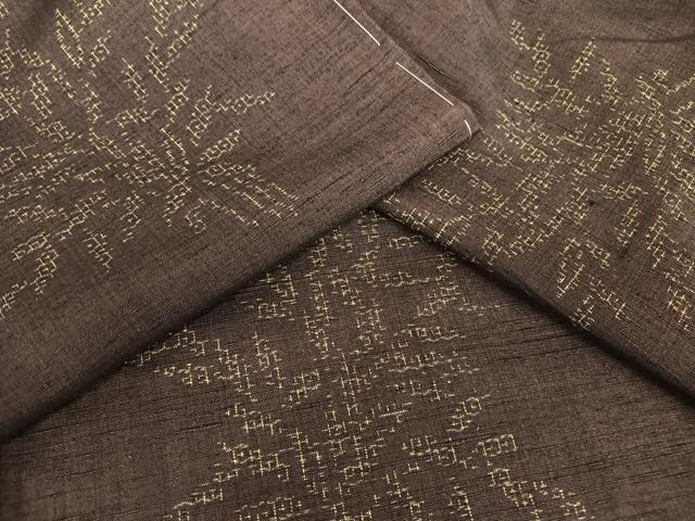 平和屋着物●結城紬　80亀甲　飛び亀甲　枝花文　正絹　逸品　AABB6629np