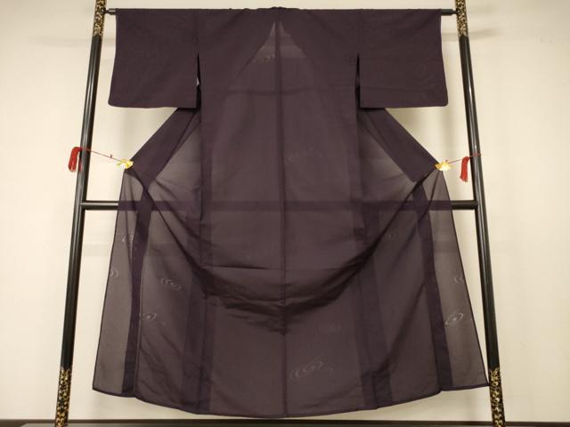 平和屋着物＊夏物　色無地　縦絽　渦紋紗　黒紅色　正絹　逸品　AABB6684jd