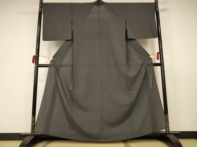 平和屋着物＊夏物　色無地　絽　消炭色　洗える着物　未使用　AABB6692jd