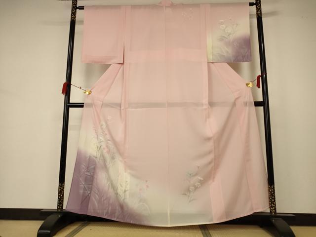 平和屋着物＊夏物　訪問着　絽　手描き　草花文　暈し染め　正絹　逸品　未使用　AABB6729jd