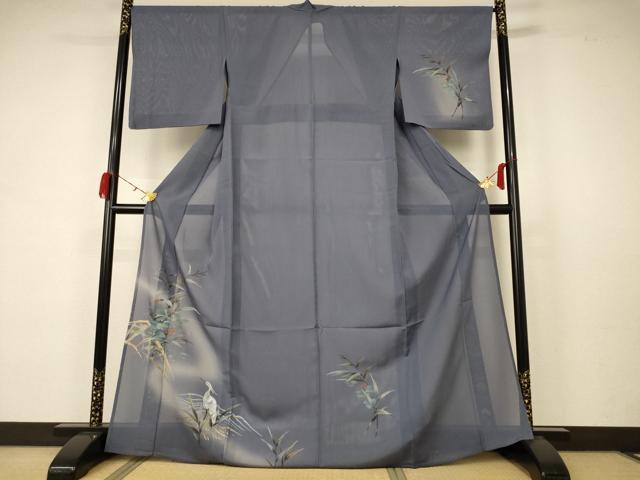 平和屋着物＊夏物　訪問着　絽　花鳥文　金銀彩　正絹　逸品　AABB6732jd