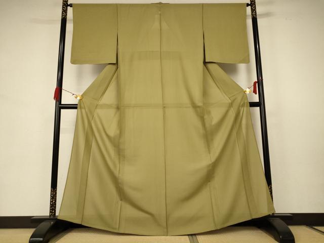 平和屋着物＊夏物　色無地　変わり絽　桑染色　正絹　逸品　AABB6743jd