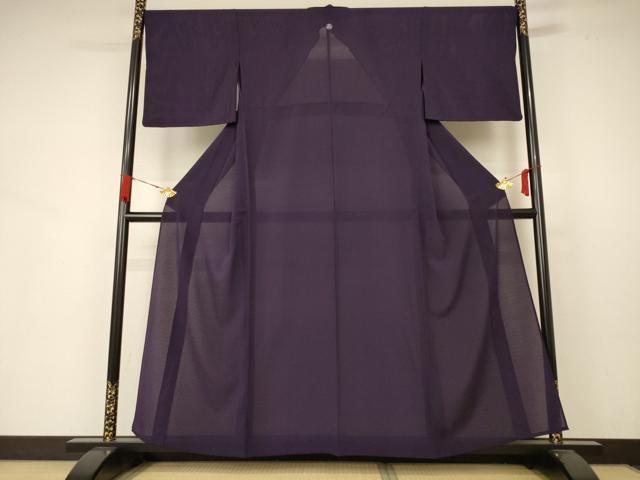 平和屋着物＊夏物　色無地　絽縮緬　黒紅色　正絹　逸品　AABB6751jd