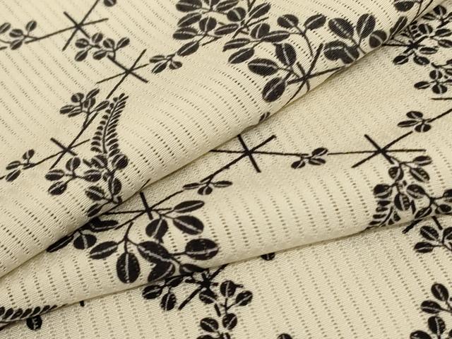 平和屋着物＊夏物　小紋　縦絽　萩　正絹　逸品　AABB6790jd