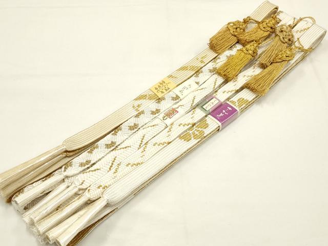 平和屋着物●和装小物　上質な帯締め5本セット　礼装用　高麗組 綾出し　唐組　金糸　亀房付き　逸品　未使用　AABB7070ay