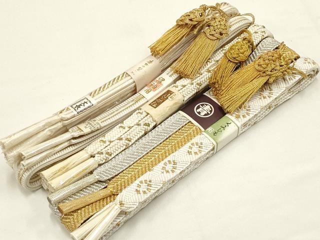 平和屋着物●和装小物　上質な帯締め5本セット　唐組　畝組　笹浪組　金銀糸　亀房付き　逸品　未使用　AABB7073ay