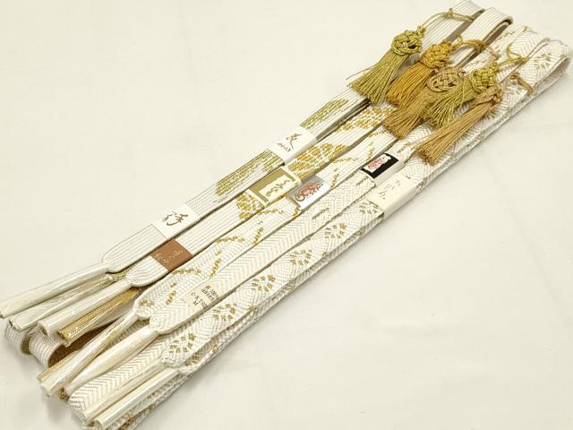 平和屋着物●和装小物　上質な帯締め5本セット　礼装用　高麗組 綾出し　唐組　笹浪組　金糸　亀房付き　逸品　未使用　AABB7080ay