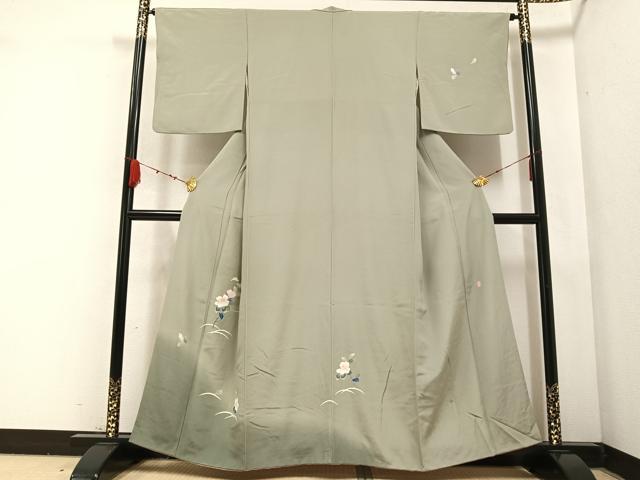 平和屋着物●本加賀友禅作家　南克治　訪問着　枝花文　暈し染め　正絹　逸品　AABB7227ph