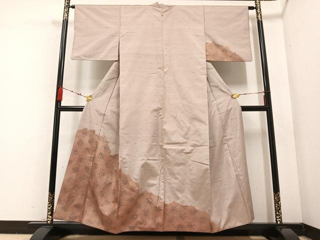 平和屋着物●訪問着　紬地　更紗唐草文　金彩　正絹　逸品　AABB7232ph