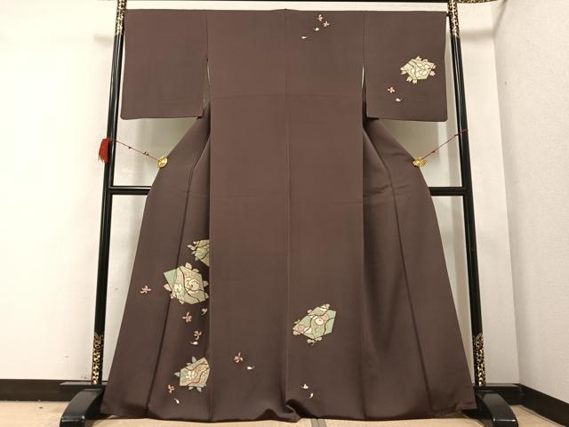 平和屋着物●訪問着　友禅　草花文　金彩　正絹　逸品　AABB7246ph