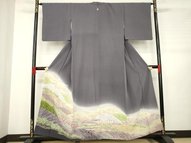 平和屋着物●豪華色留袖　作家物　中国三大刺繍　相良刺繍　遠山花文　おぼろ染　重ね絞り　正絹　逸品　AABB7281ck