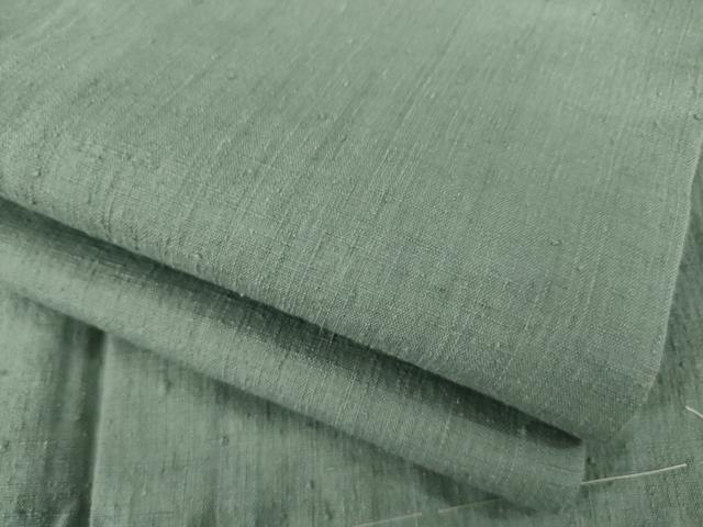 平和屋着物●結城紬　色無地　柳煤竹色　正絹　逸品　未使用　AABB7283ck