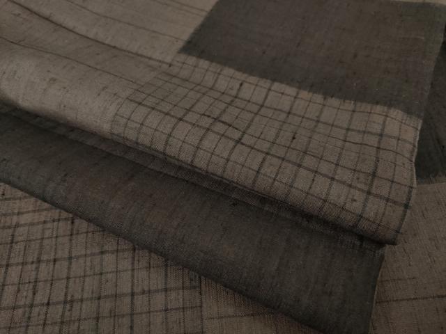 平和屋着物●上質な紬　格子　正絹　逸品　AABB7293ck