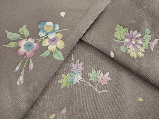 平和屋着物●上質な小紋　舞花文　正絹　逸品　AABB7311ck