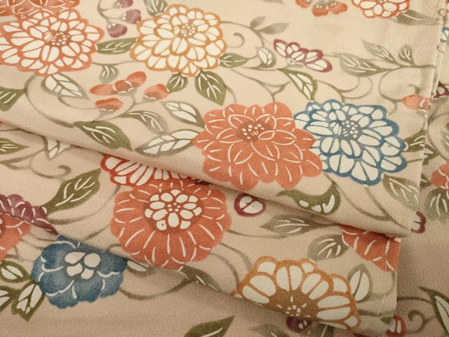 平和屋着物●上質な小紋　型染め　花唐草文　正絹　逸品　未使用　AABB7353ck