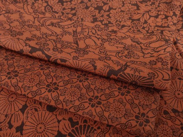 平和屋着物●上質な小紋　型染め　横段花文　正絹　逸品　AABB7357ck