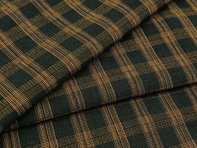 平和屋着物▽上質な紬　単衣　格子　正絹　逸品　AABB7722jh