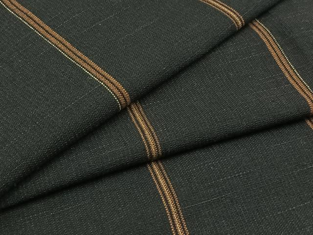 平和屋着物▽上質な紬　単衣　縞　正絹　逸品　未使用　AABB7727jh