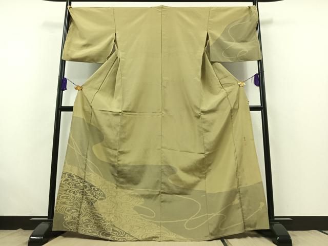 平和屋着物▽藤倉守正　訪問着　本塩沢　単衣　流水文　正絹　逸品　AABB7728jh