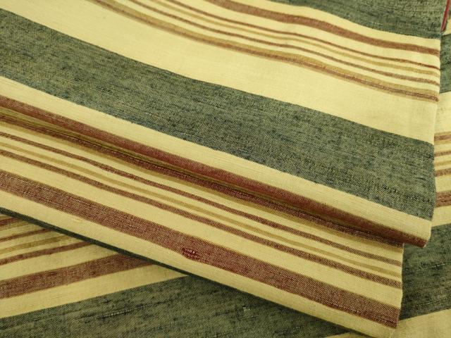 平和屋着物●上質な紬　横縞　正絹　逸品　AABB7884ck