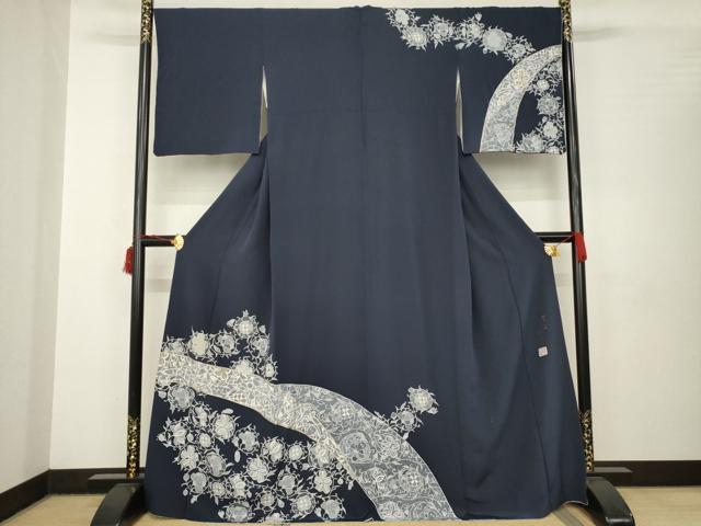 平和屋着物●訪問着　作家物　更紗花文　ろうけつ染　金彩　正絹　逸品　AABB7896ck