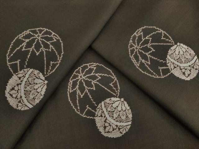 平和屋着物●本場大島紬　カタス9マルキ　地空き　毬文　ロング丈　正絹　逸品　AABB7898ck